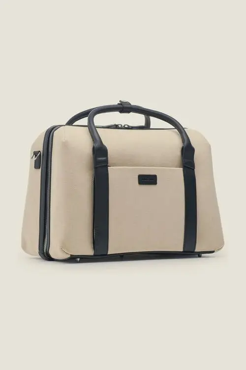 WOOL & OAK Convertible Weekender Duffle Suitcase - Herringbone Black