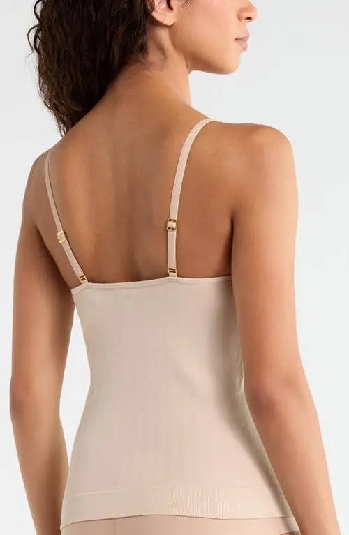 LAUREN INTIMATES Herringbone Seamless V-neck Camisole - Light Truffle
