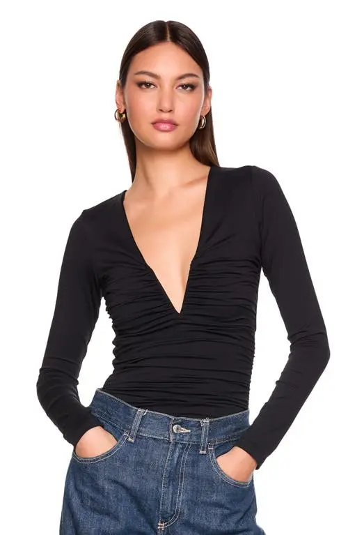 Susana Monaco Ruched V-neck Long Sleeve Top