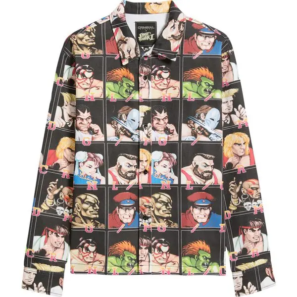 CRIMINAL DAMAGE X Street Fighter Ii Arcade Cotton Button-up Shirt