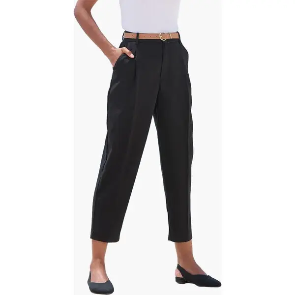 LASCANA Belted Cropped Trousers - Black