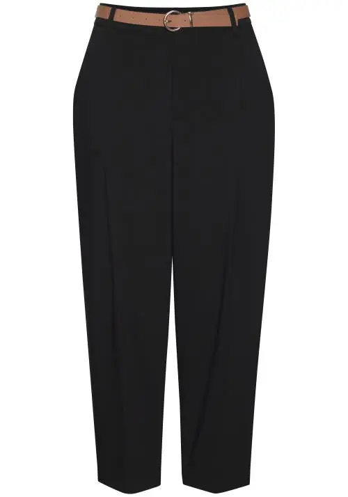 LASCANA Belted Cropped Trousers - Black