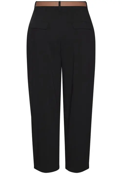 LASCANA Belted Cropped Trousers - Black