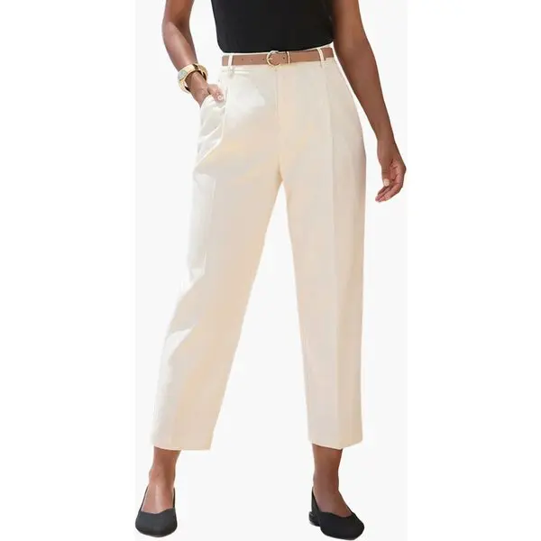 LASCANA Belted Cropped Trousers - Ivory