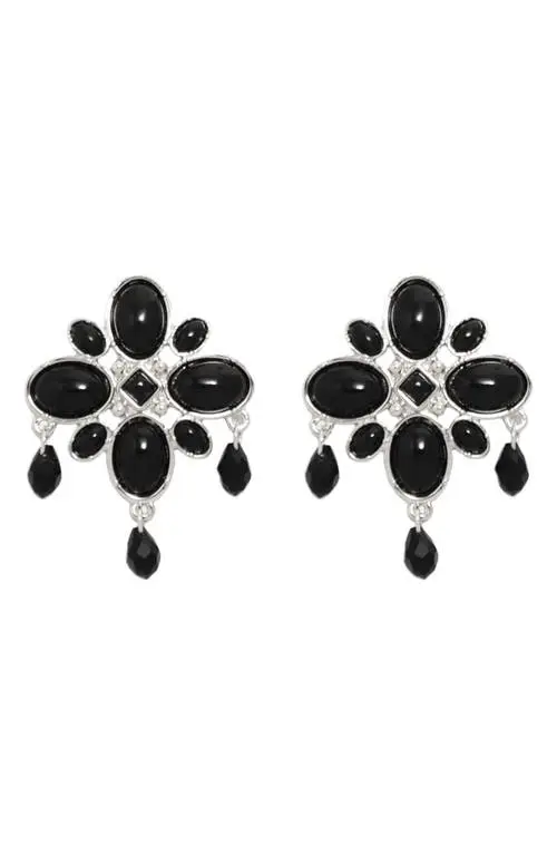 PETIT MOMENTS Ember Drop Stud Earrings - Silver/black