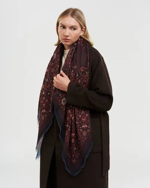 FABLE ENGLAND Eve Paisley Large Square Pashmina Scarf