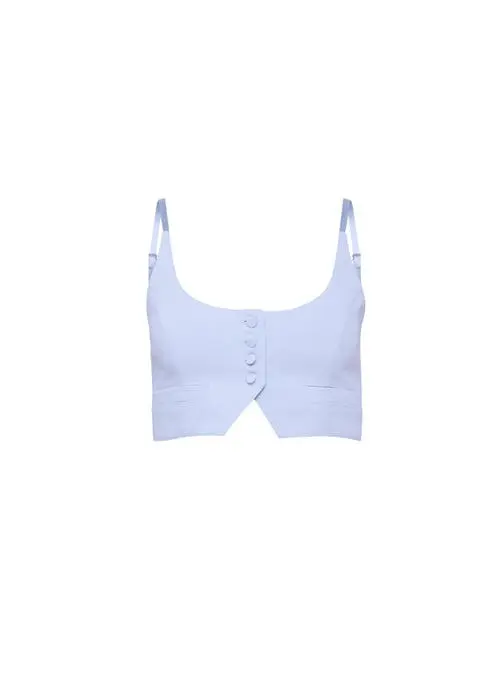 FLEUR DU MAL Tuxedo Cropped Vest - Raindrop