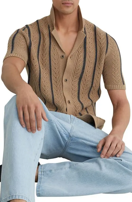 REISS Ellingham Striped Short Sleeve Sweater