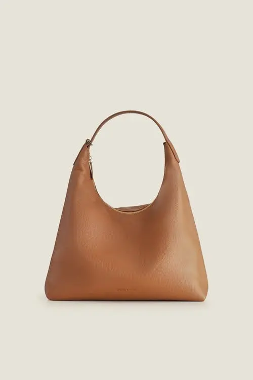 WOOL & OAK Hobo Relaxed Organized Leather Shoulder Bag - Sand