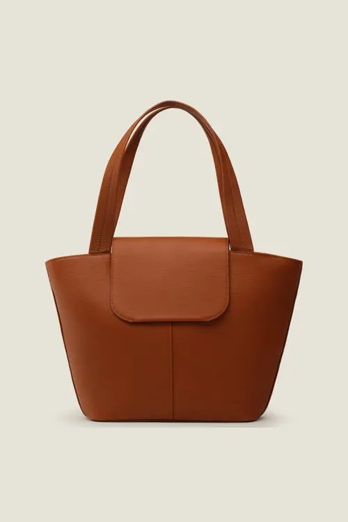 WOOL & OAK Muse Leather Work Tote - Caramel