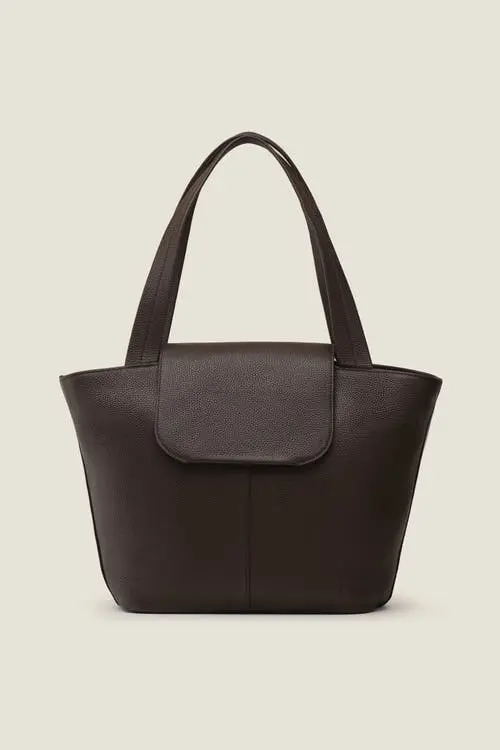 WOOL & OAK Muse Organized Leather Work Tote - Chocolate