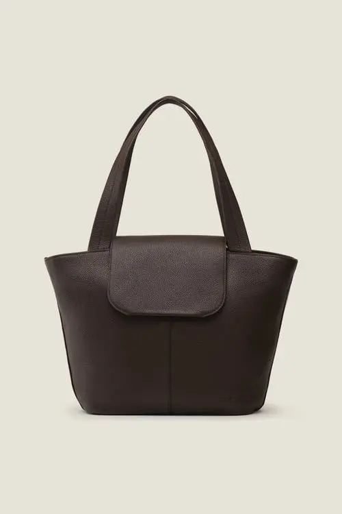 WOOL & OAK Muse Leather Work Tote - Chocolate