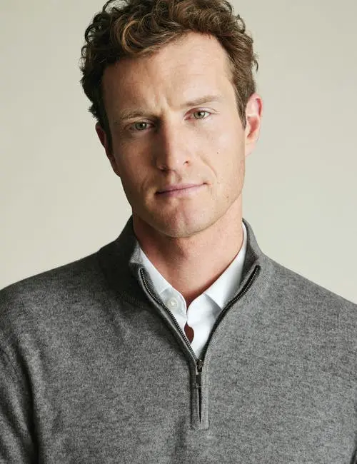 CHARLES TYRWHITT Pure Cashmere Zip Neck Sweater
