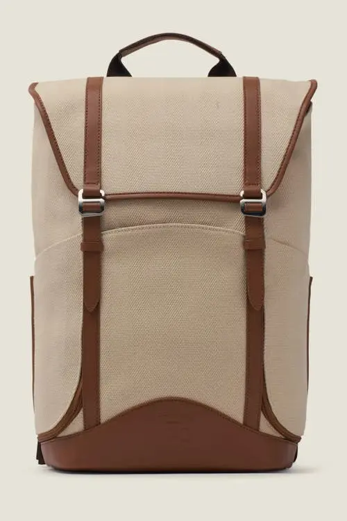 WOOL & OAK Lightweight Herringbone Travel Backpack - Herringbone Sand