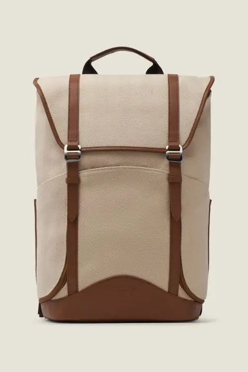 WOOL & OAK Lightweight Herringbone Travel Backpack - Herringbone Sand