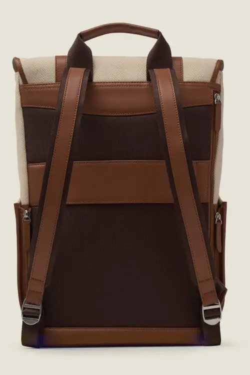WOOL & OAK Lightweight Herringbone Travel Backpack - Herringbone Sand