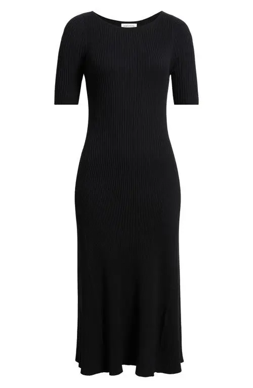 Nordstrom Rib Boat Neck Sweater Dress - Black