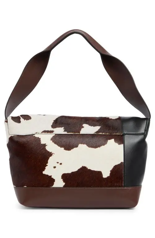Marni Paneled Leather & Calf Hair Shoulder Bag - Black7brown/sudan