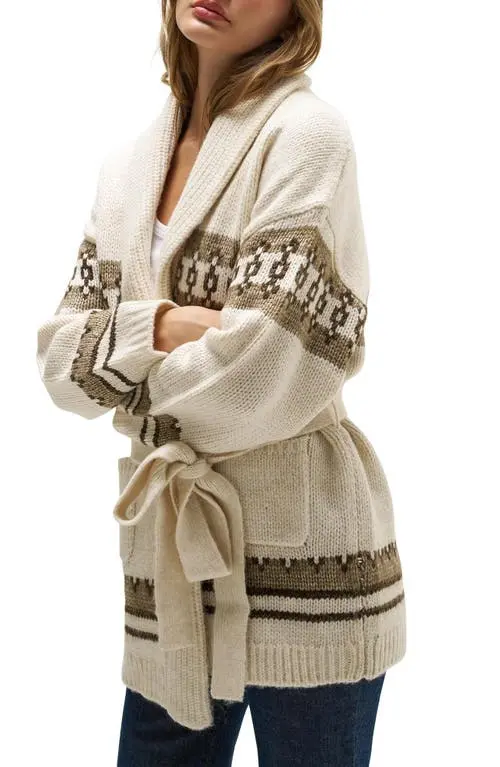 LEEM Patterned Belted Cardigan