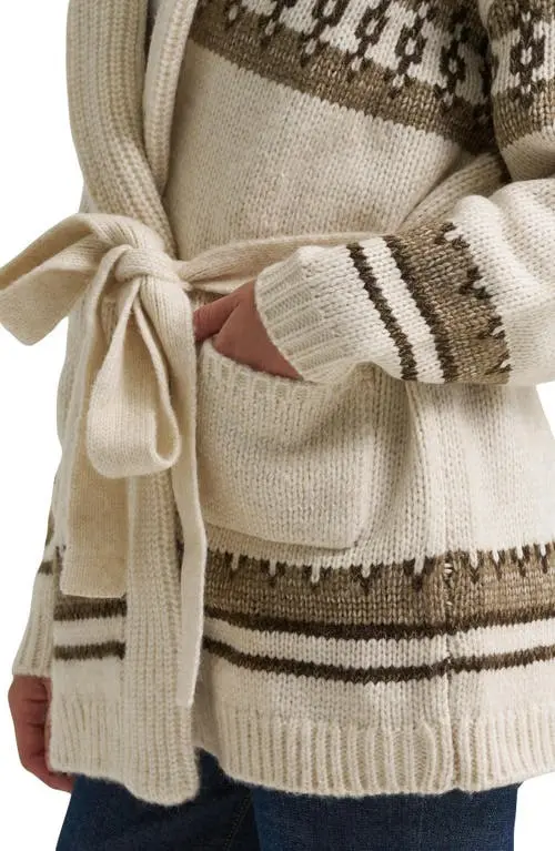 LEEM Patterned Belted Cardigan