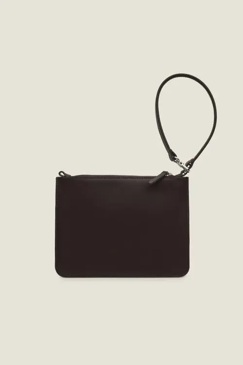 WOOL & OAK Structured Leather Travel Folio - Chocolate