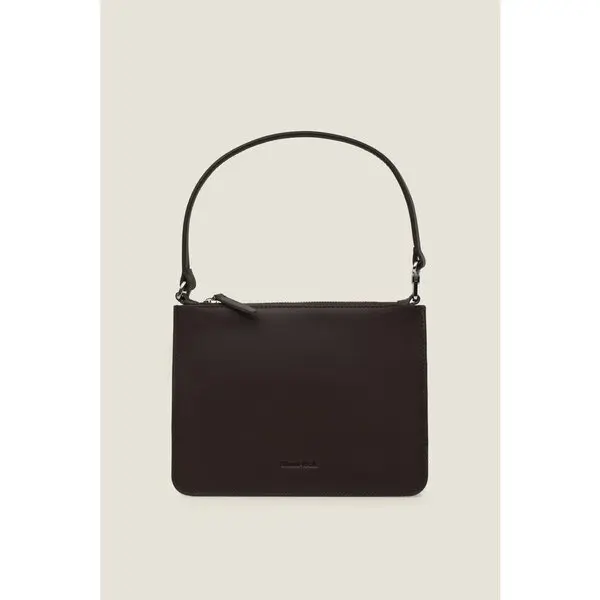 WOOL & OAK Structured Leather Travel Folio - Chocolate