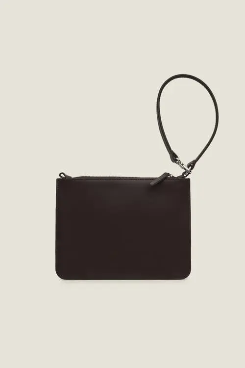 WOOL & OAK Structured Leather Travel Folio - Chocolate