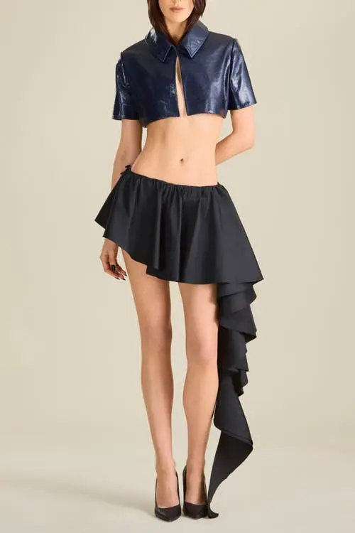 CONTESSA MILLS Todd Gathered Asymmetric Mini Skirt - Black