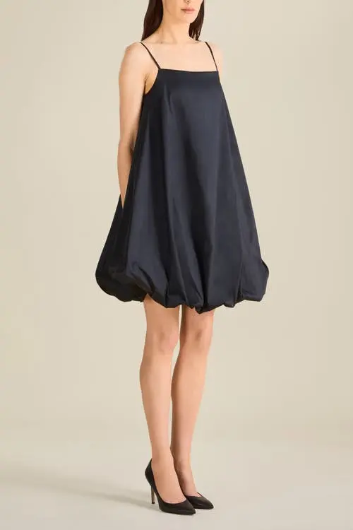 CONTESSA MILLS Todd Adjustable Strap Bubble Mini Dress - Black