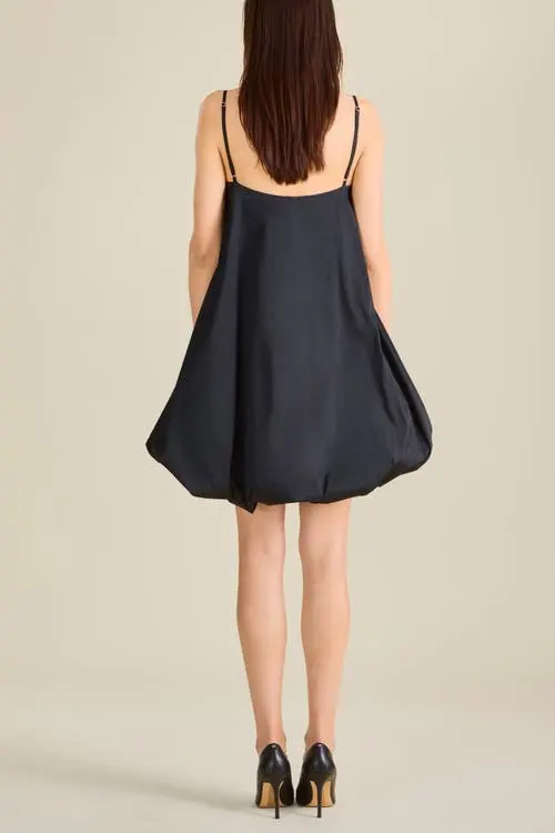 CONTESSA MILLS Todd Adjustable Strap Bubble Mini Dress - Black