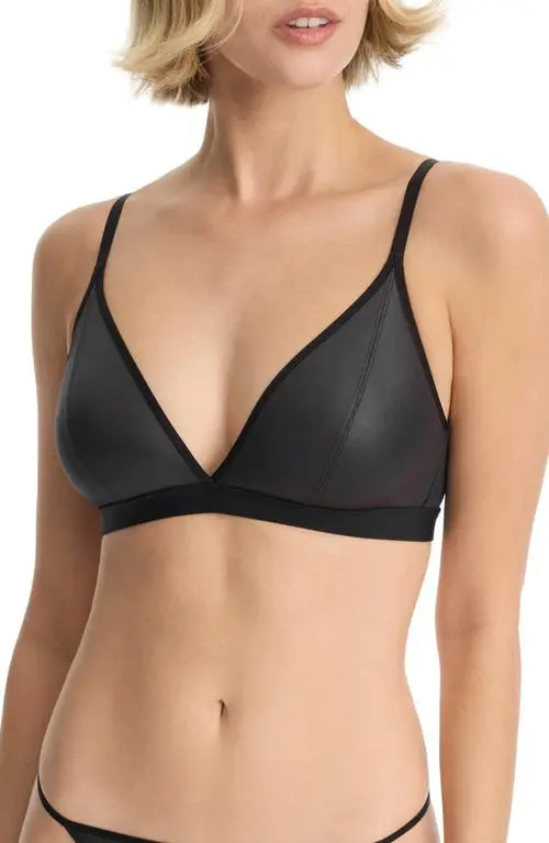 SKARLETT BLUE Late Night Faux Leather Triangle Bralette - Black