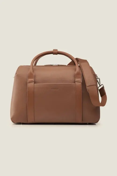 WOOL & OAK Full Grain Leather Weekender Duffle Suitcase - Sand
