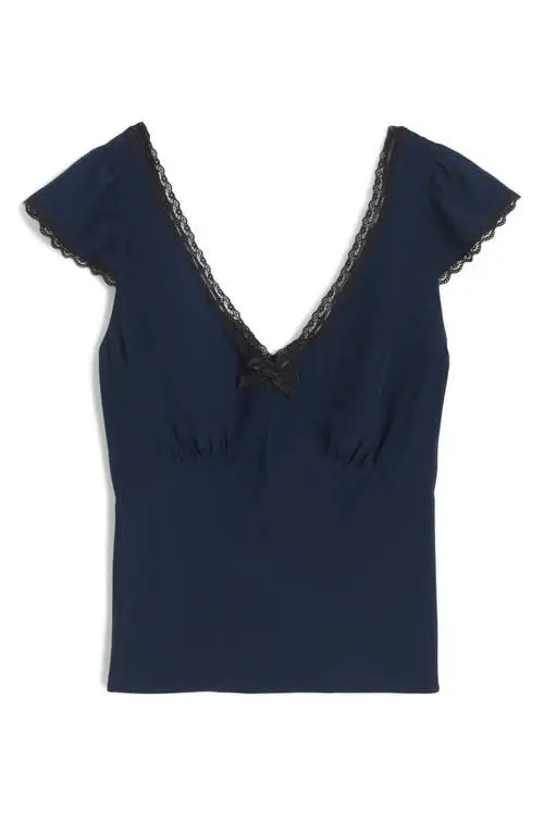 Madewell Layton Lace Trim V-neck Top