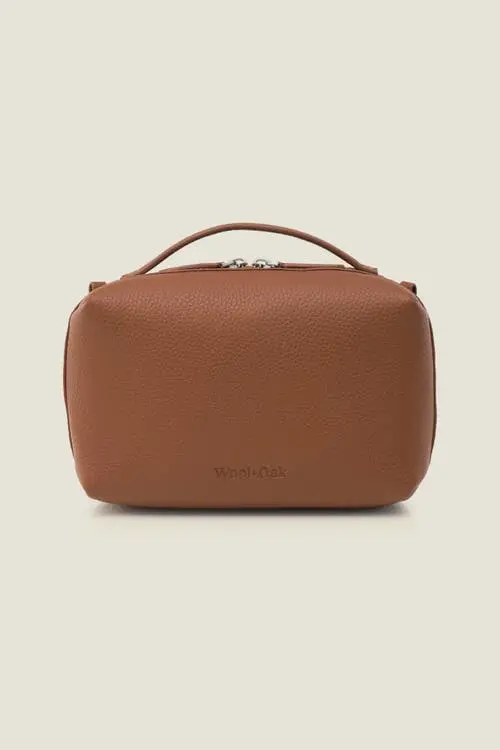 WOOL & OAK Split Compartment Leather Travel Dopp Kit - Sand