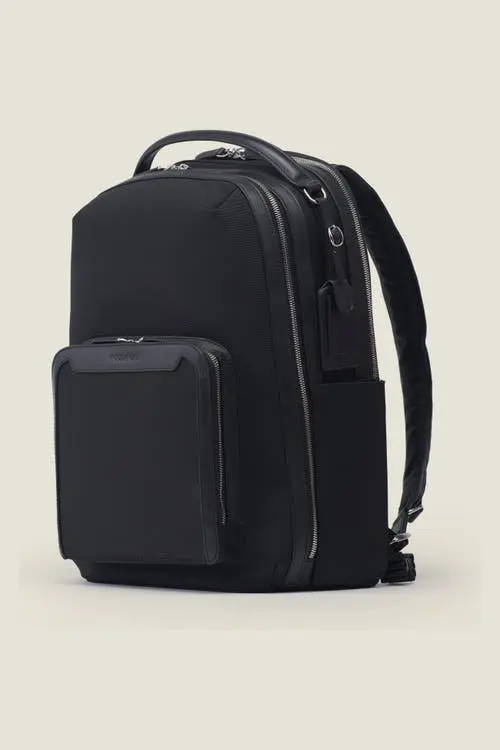 WOOL & OAK Organized Expandable Nylon Travel Backpack - Black Nylon