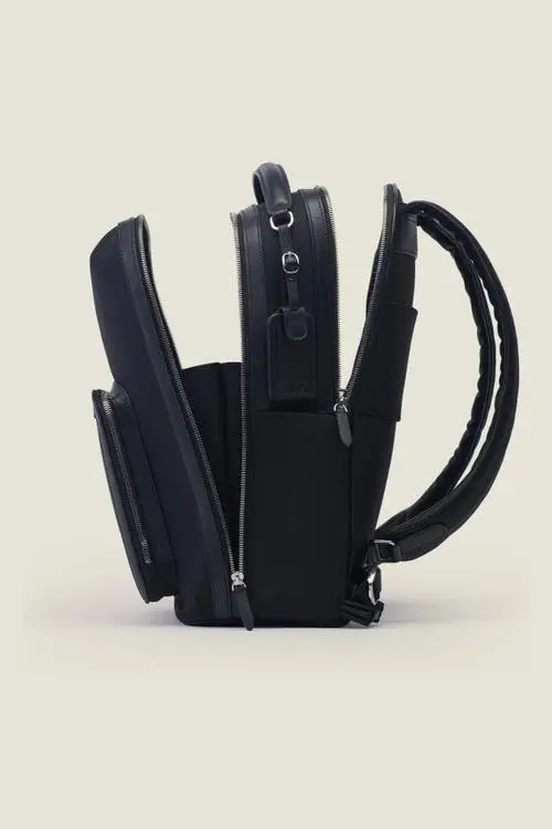 WOOL & OAK Organized Expandable Nylon Travel Backpack - Black Nylon