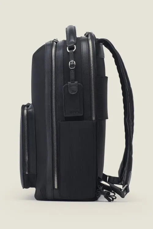 WOOL & OAK Organized Expandable Nylon Travel Backpack - Black Nylon