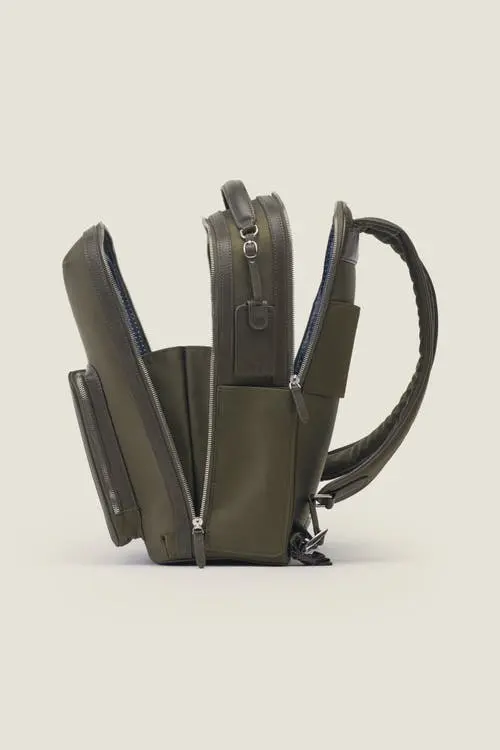 WOOL & OAK Organized Expandable Nylon Travel Backpack - Olive Nylon