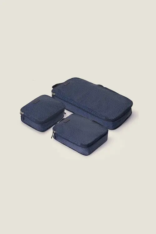 WOOL & OAK Double Compression Packing Cube Set - Navy