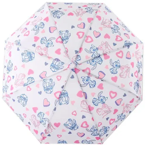 Disney Lilo And Stitch Stitch And Angel Heart Print Compact Umbrella Officially Licensed