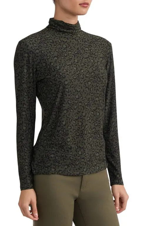Jones New York Shirred Neck Long Sleeve Top