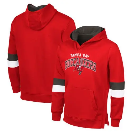 G-III SPORTS BY CARL BANKS Pewter Tampa Bay Buccaneers Adaptive Faceoff Pullover Hoodie - Red