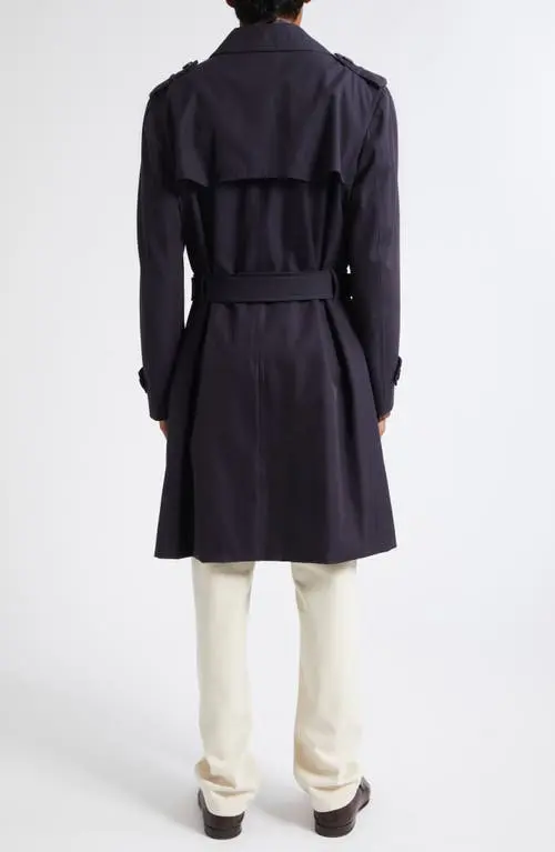 Isaia Cotton & Silk Double Breasted Trench Coat