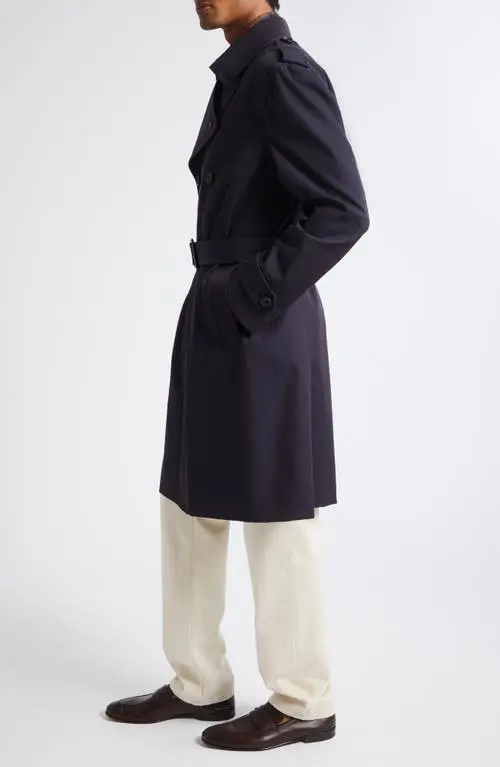 Isaia Cotton & Silk Double Breasted Trench Coat