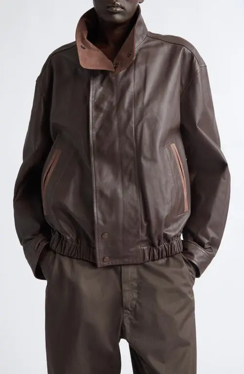 LEMAIRE Soft Paper Leather Jacket - Chocolate