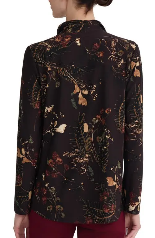 Jones New York Printed Long Sleeve Button Front Shirt