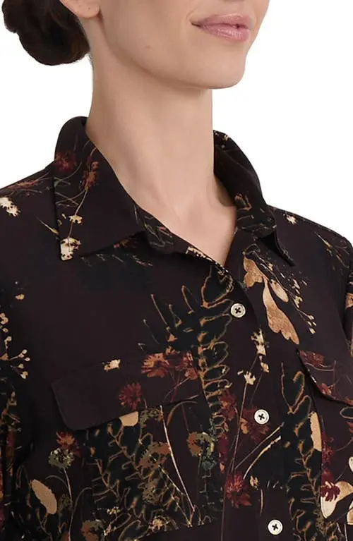 Jones New York Printed Long Sleeve Button Front Shirt