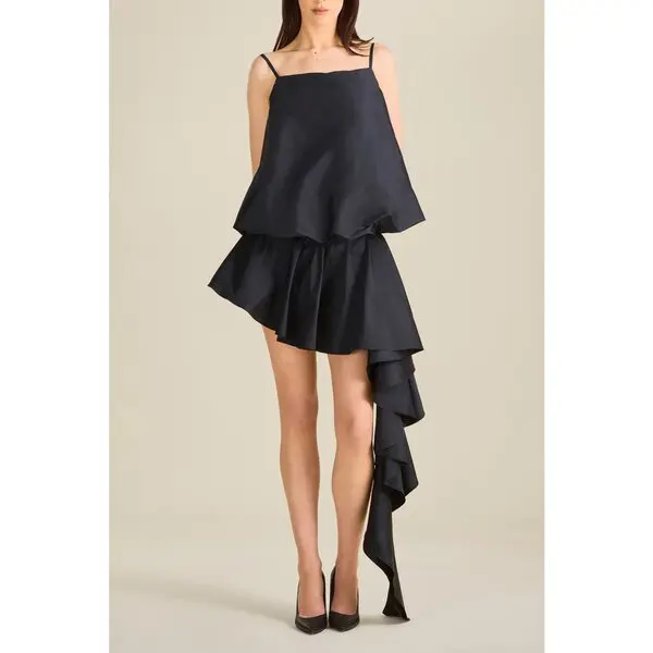 CONTESSA MILLS Todd Adjustable Strap Bubble Camisole Top - Black