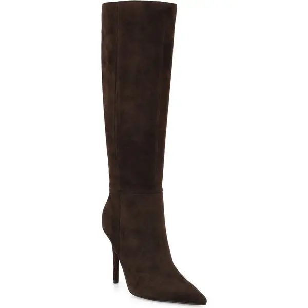 Nine West Cherri Faux Leather Knee-high Stiletto Boots - Dark Brown
