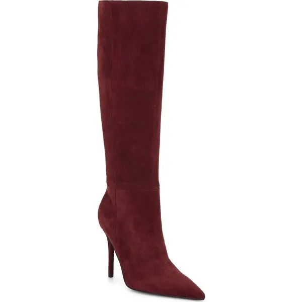 Nine West Cherri Faux Leather Knee High Boot - Dark Red